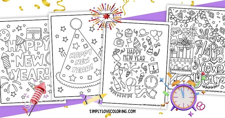 New Year's Coloring Pages (Free PDF Printables) - Simply Love Coloring