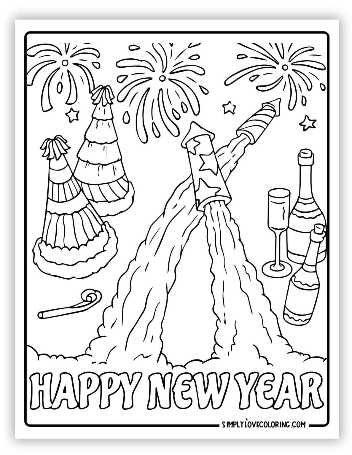New Year's Coloring Pages (Free PDF Printables) - Simply Love Coloring