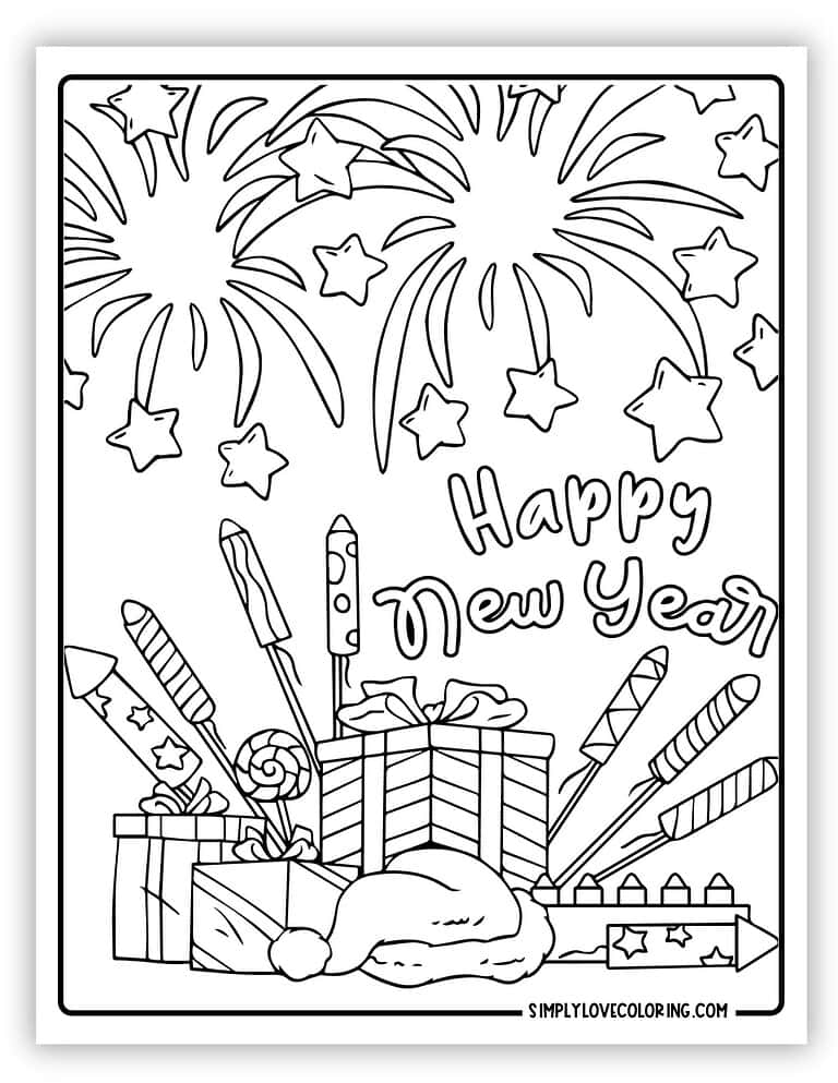 New Year's Coloring Pages (Free PDF Printables) - Simply Love Coloring