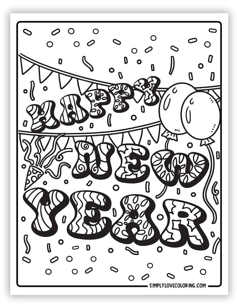 New Year's Coloring Pages (Free PDF Printables) - Simply Love Coloring