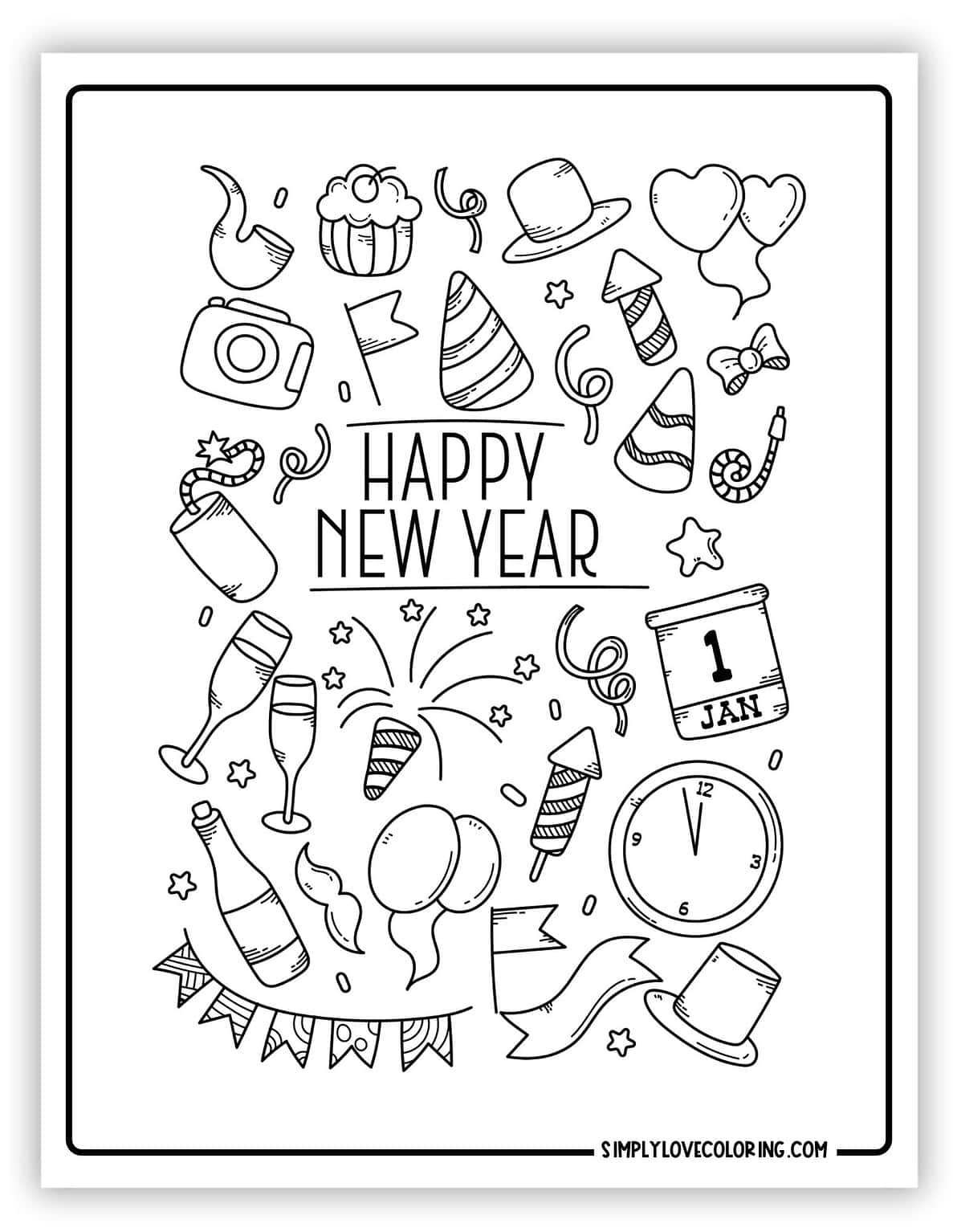 New Year's Coloring Pages (Free PDF Printables) - Simply Love Coloring