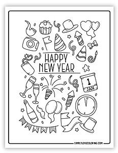 New Year's Coloring Pages (Free PDF Printables) - Simply Love Coloring