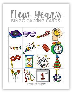 New Year's Bingo (Free PDF Printables) - Simply Love Coloring
