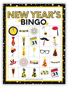 New Year's Bingo (Free PDF Printables) - Simply Love Coloring