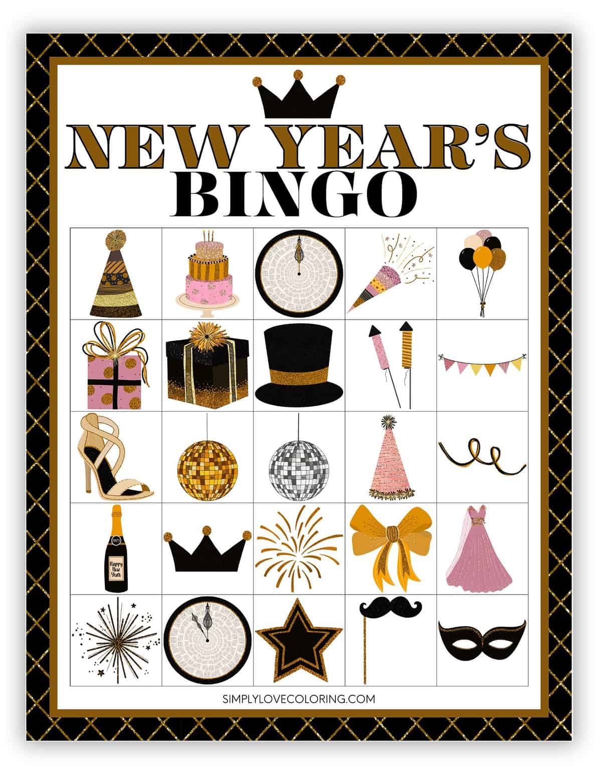 New Year's Bingo (Free PDF Printables) - Simply Love Coloring