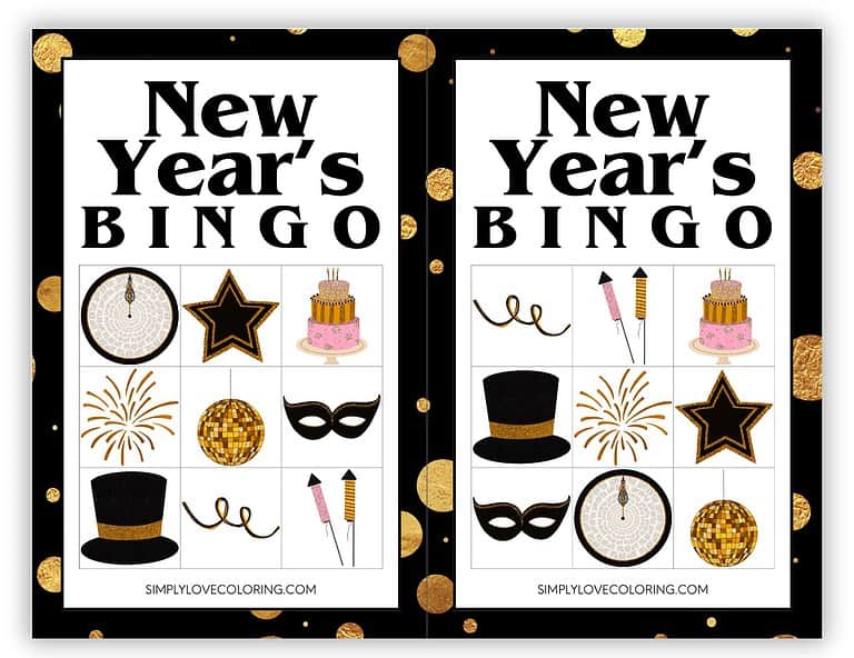 New Year's Bingo (Free PDF Printables) - Simply Love Coloring
