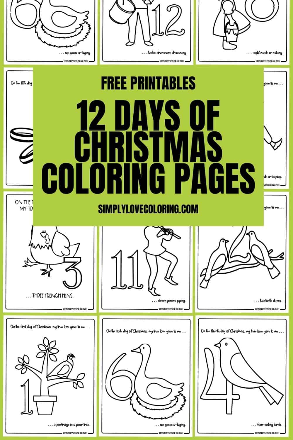12 Days of Christmas Coloring Pages (Free PDF Printables) - Simply Love ...