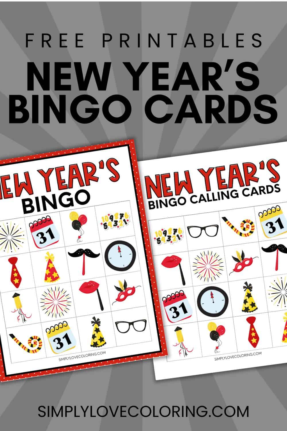 New Year's Bingo (Free PDF Printables) - Simply Love Coloring
