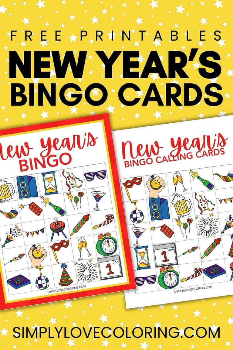 New Year's Bingo (Free PDF Printables) - Simply Love Coloring