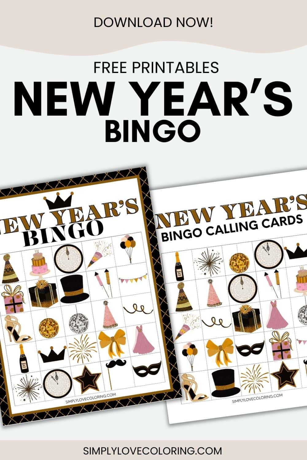 New Year's Bingo (Free PDF Printables) - Simply Love Coloring