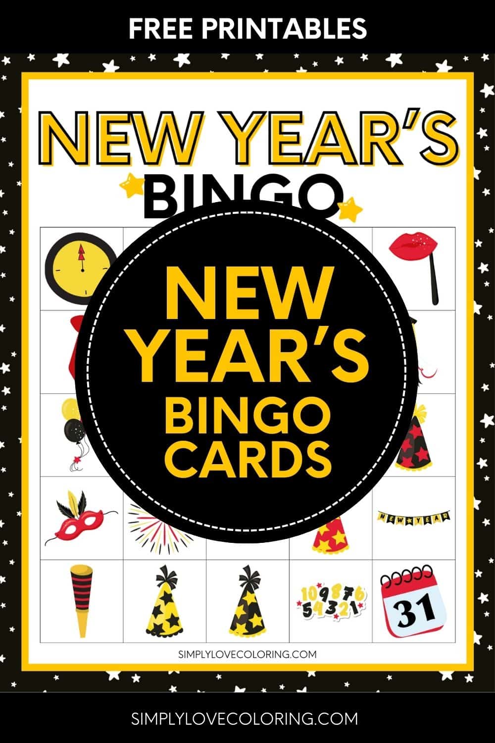 New Year's Bingo (Free PDF Printables) - Simply Love Coloring