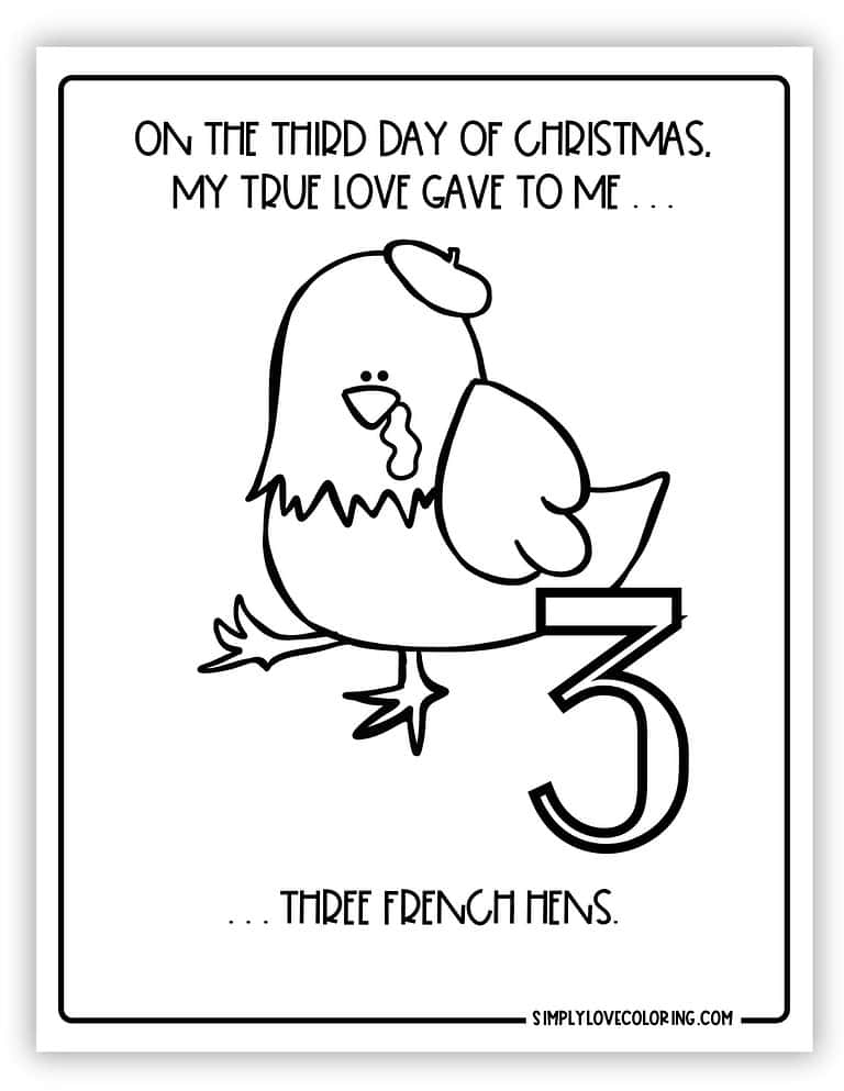 12 Days of Christmas Coloring Pages (Free PDF Printables) - Simply Love ...