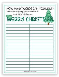 How Many Words Can You Make From Merry Christmas? (Free PDF Printables ...