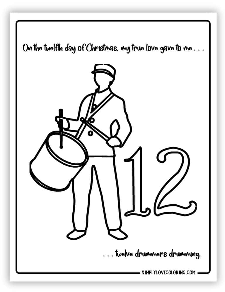 12 Days of Christmas Coloring Pages (Free PDF Printables) - Simply Love ...
