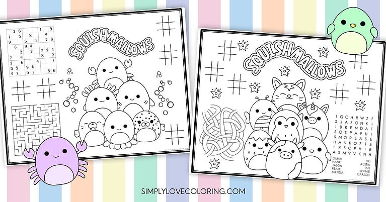 Squishmallow Activity Mats (Free PDF Printables) - Simply Love Coloring