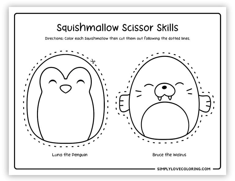 62 Fun Squishmallow Scissor Skills Activity Pages (Free PDF Printables ...
