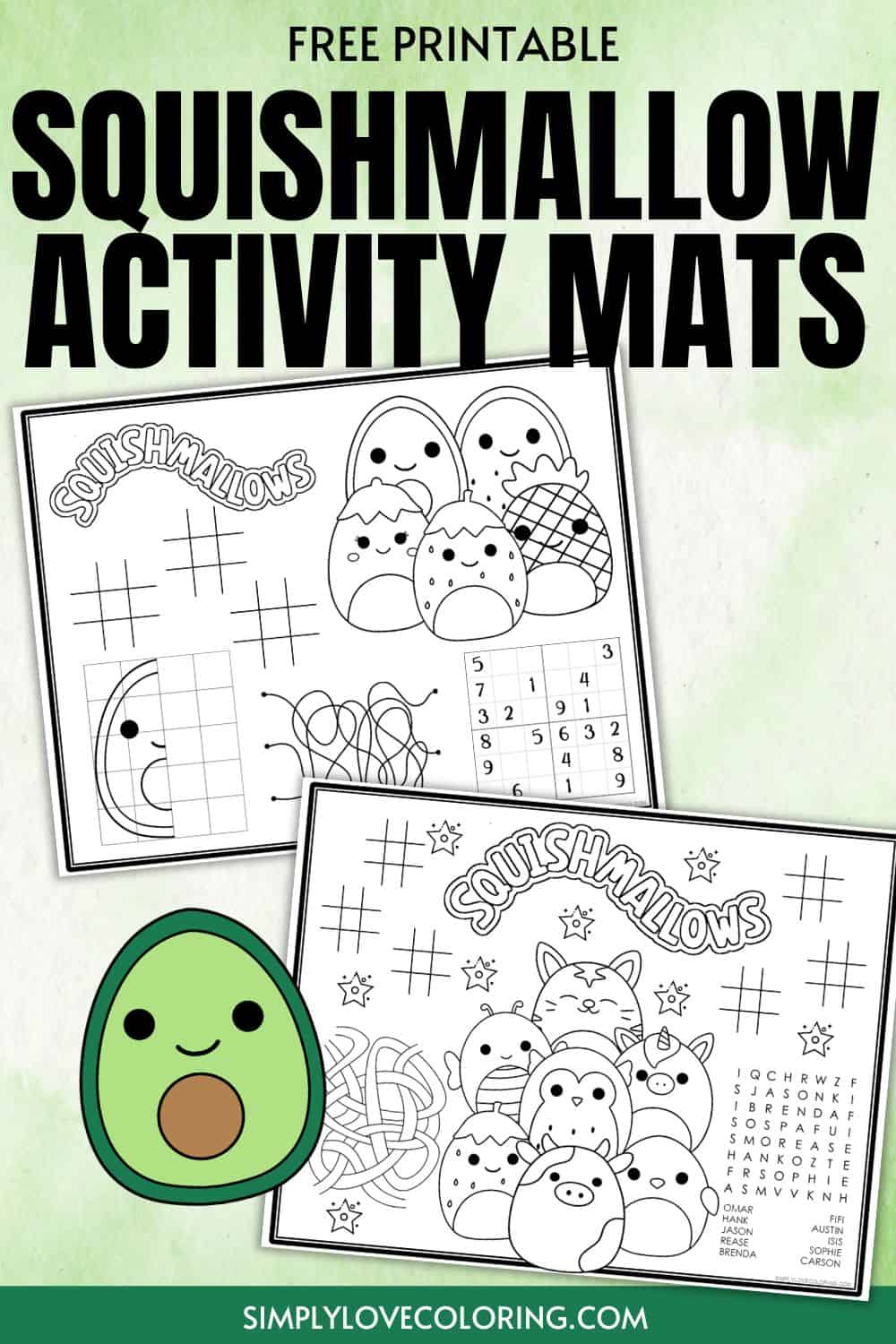 Squishmallow Activity Mats (Free PDF Printables) - Simply Love Coloring