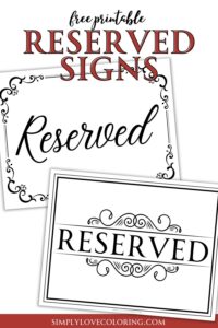 Free Printable Reserved Sign (Free PDF Download) - Simply Love Coloring