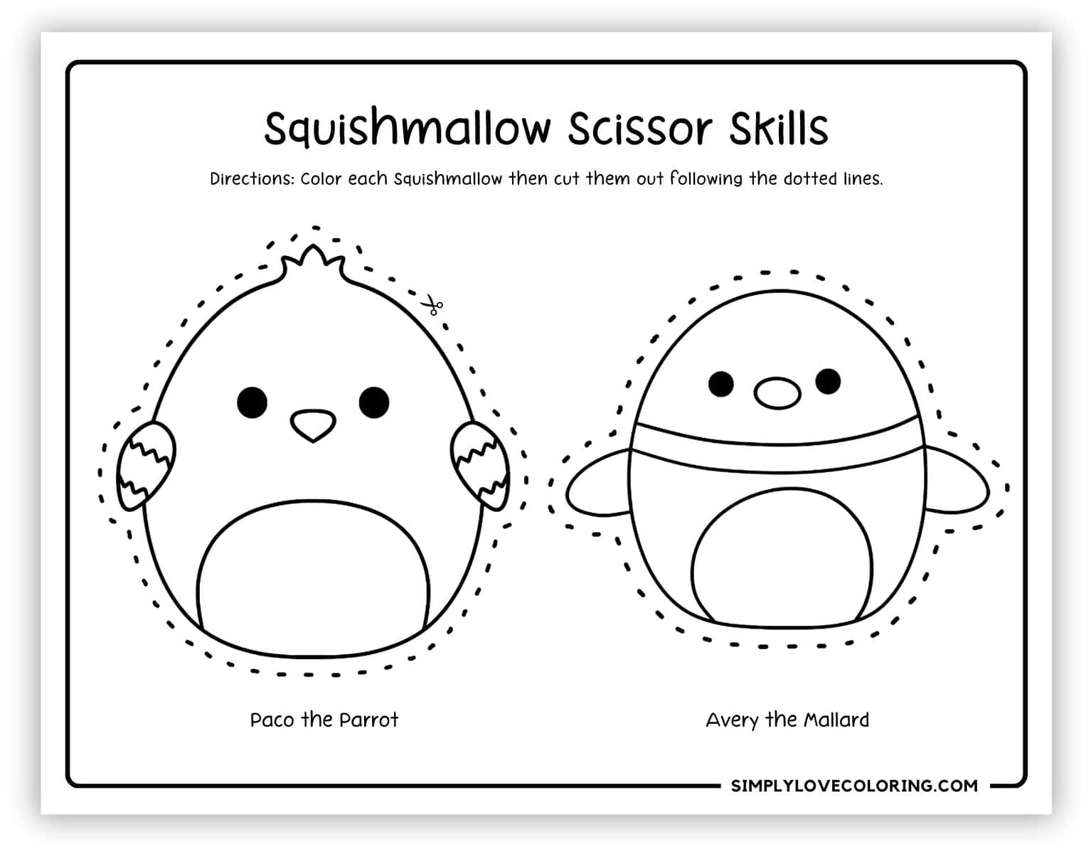 62 Fun Squishmallow Scissor Skills Activity Pages (Free PDF Printables ...