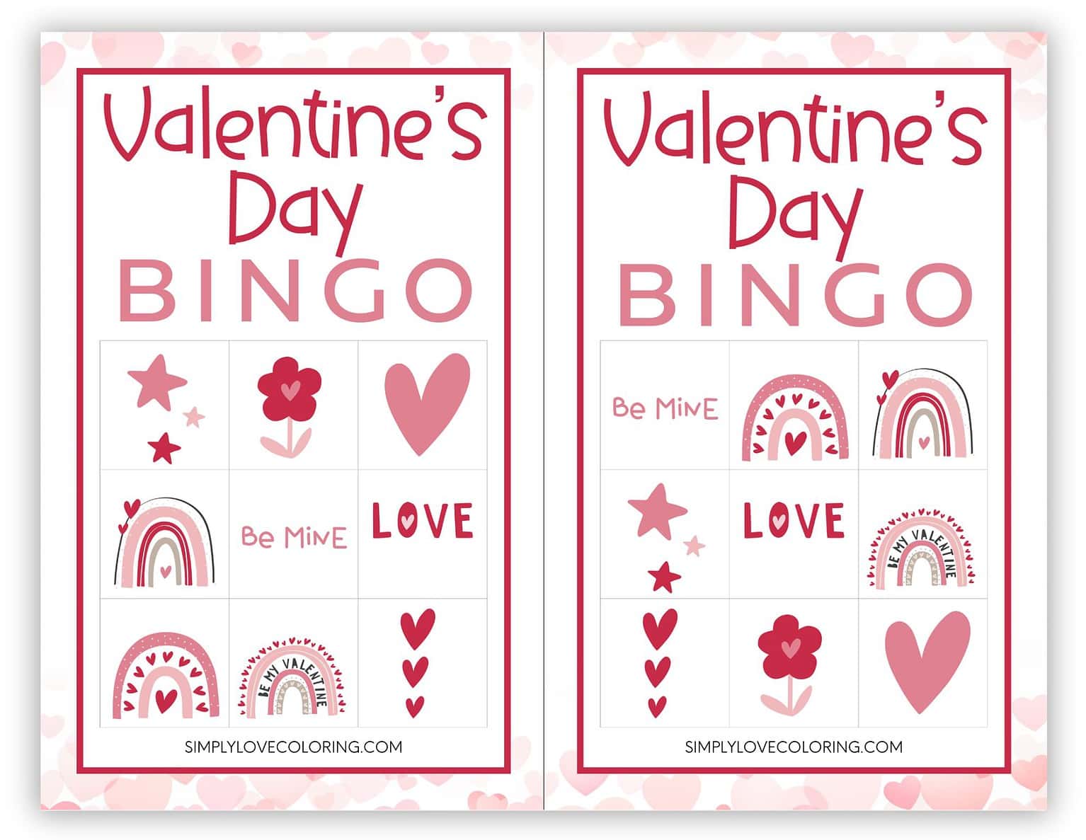 Printable Valentine Bingo Cards (Free PDF Printables) - Simply Love ...