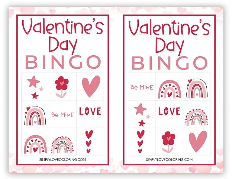 Printable Valentine Bingo Cards (Free PDF Printables) - Simply Love ...