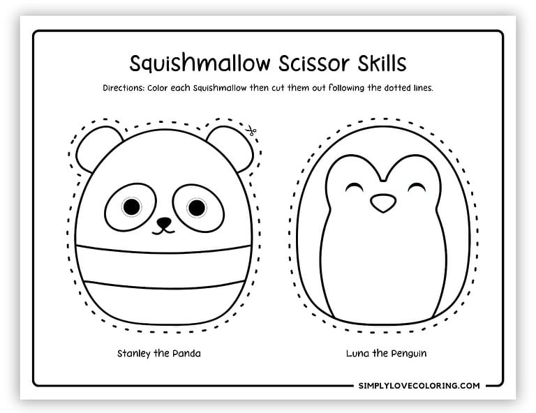 62 Fun Squishmallow Scissor Skills Activity Pages (Free PDF Printables ...