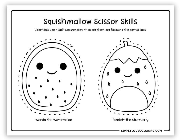 62 Fun Squishmallow Scissor Skills Activity Pages (Free PDF Printables ...