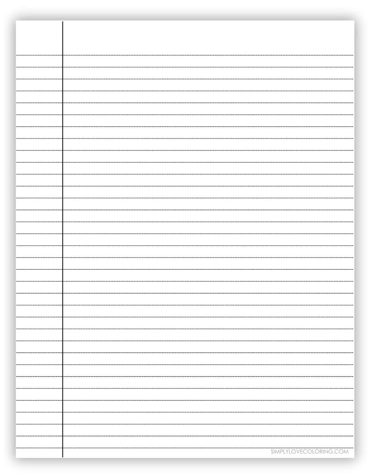 College Ruled Paper Printable (Free PDF Download) - Simply Love Coloring