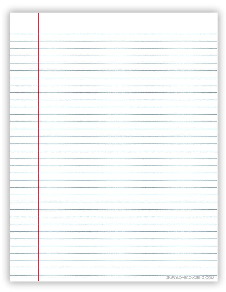 College Ruled Paper Printable (Free PDF Download) - Simply Love Coloring