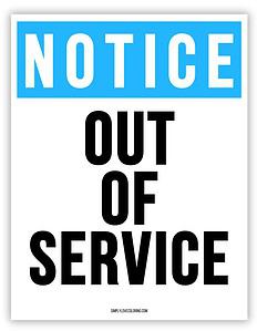 Out of Service Printable Sign (Free PDF Download) - Simply Love Coloring