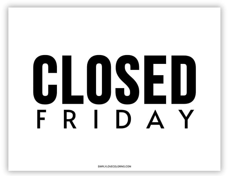 Closed Sign Printable (Free PDF Download) - Simply Love Coloring