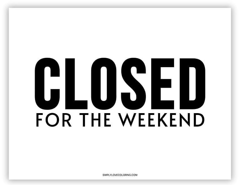 Closed Sign Printable (Free PDF Download) - Simply Love Coloring