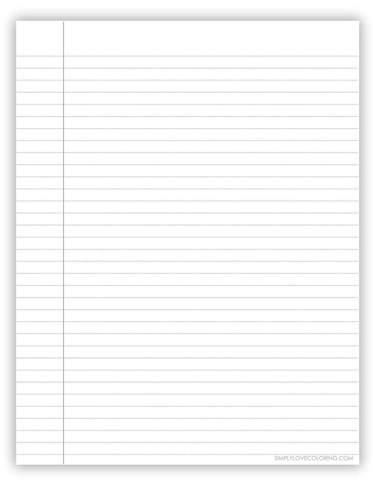 College Ruled Paper Printable (Free PDF Download) - Simply Love Coloring