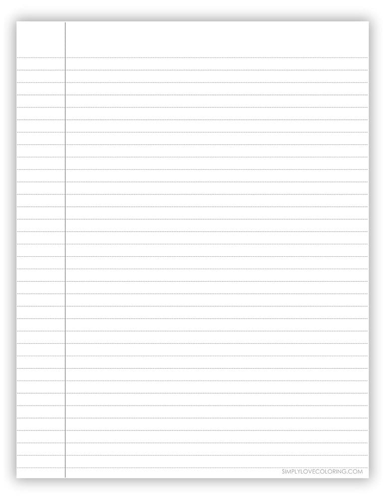 College Ruled Paper Printable (Free PDF Download) - Simply Love Coloring