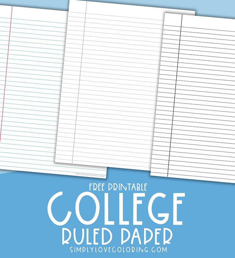 College Ruled Paper Printable (Free PDF Download) - Simply Love Coloring