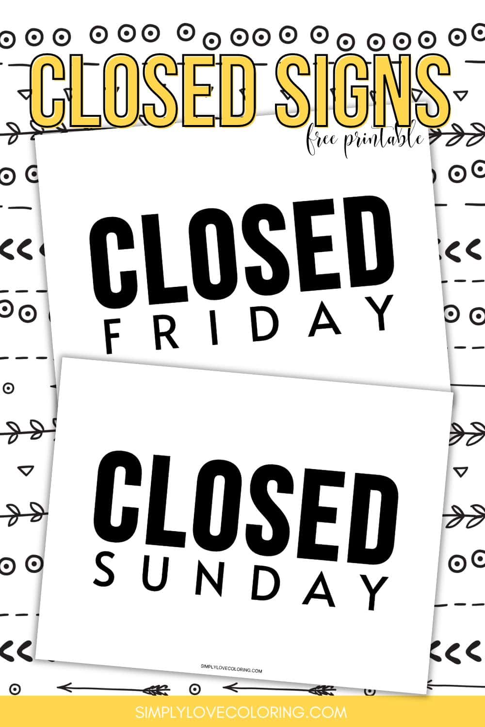 Closed Sign Printable (Free PDF Download) - Simply Love Coloring