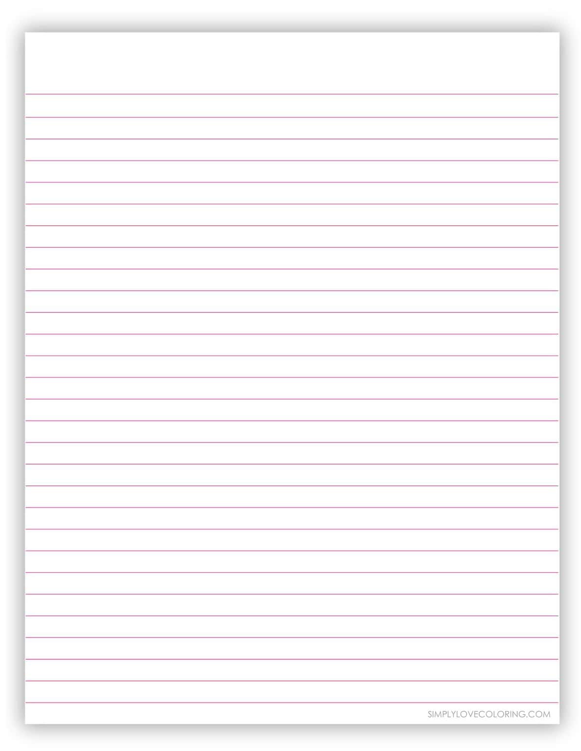 Printable Wide Ruled Paper (Free PDF Download) - Simply Love Coloring