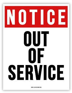 Out of Service Printable Sign (Free PDF Download) - Simply Love Coloring