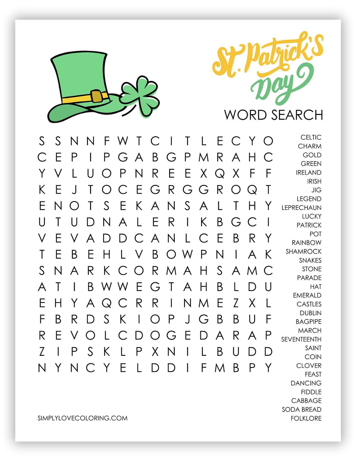 6 St. Patrick's Day Word Search Puzzles (Free PDF Printables) - Simply ...