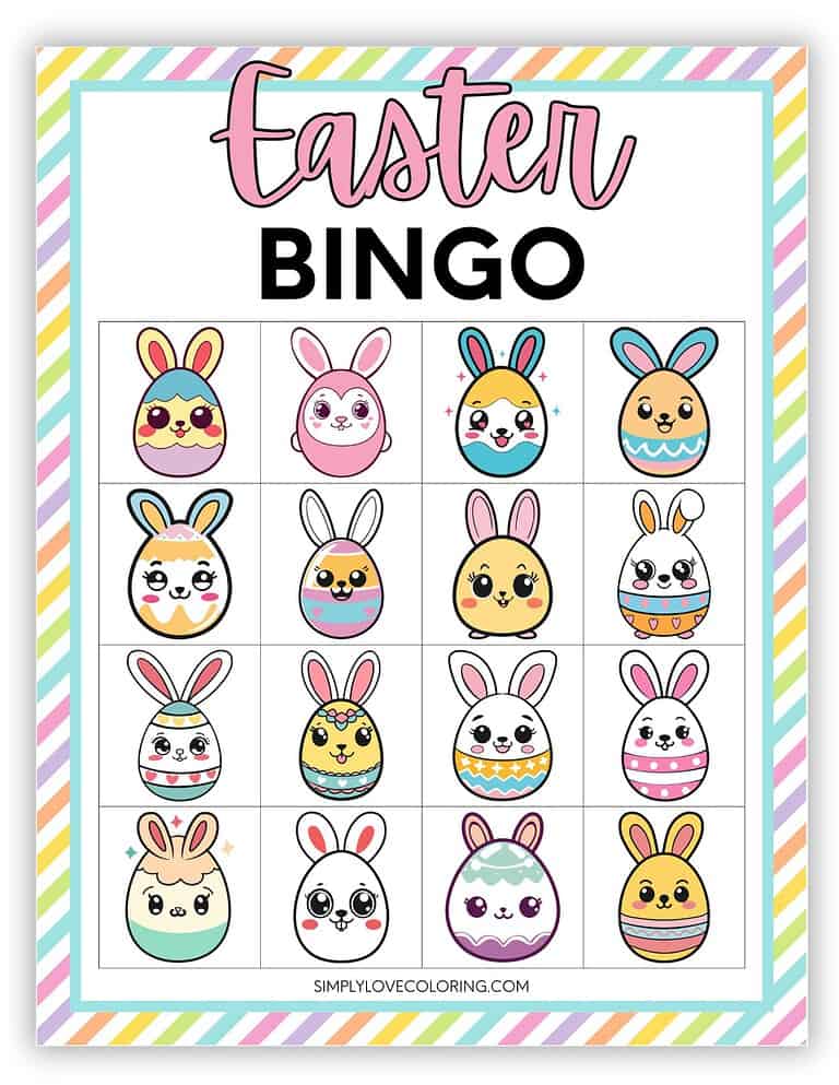 Easter Bingo (Free PDF Printables) - Simply Love Coloring