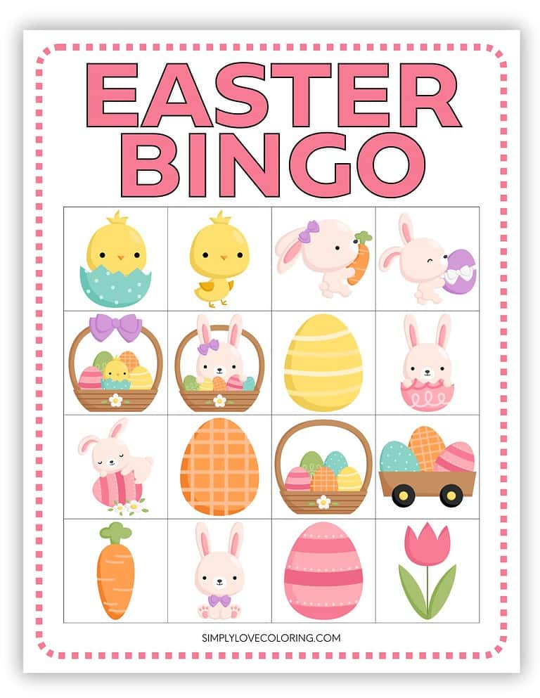 Easter Bingo (Free PDF Printables) - Simply Love Coloring