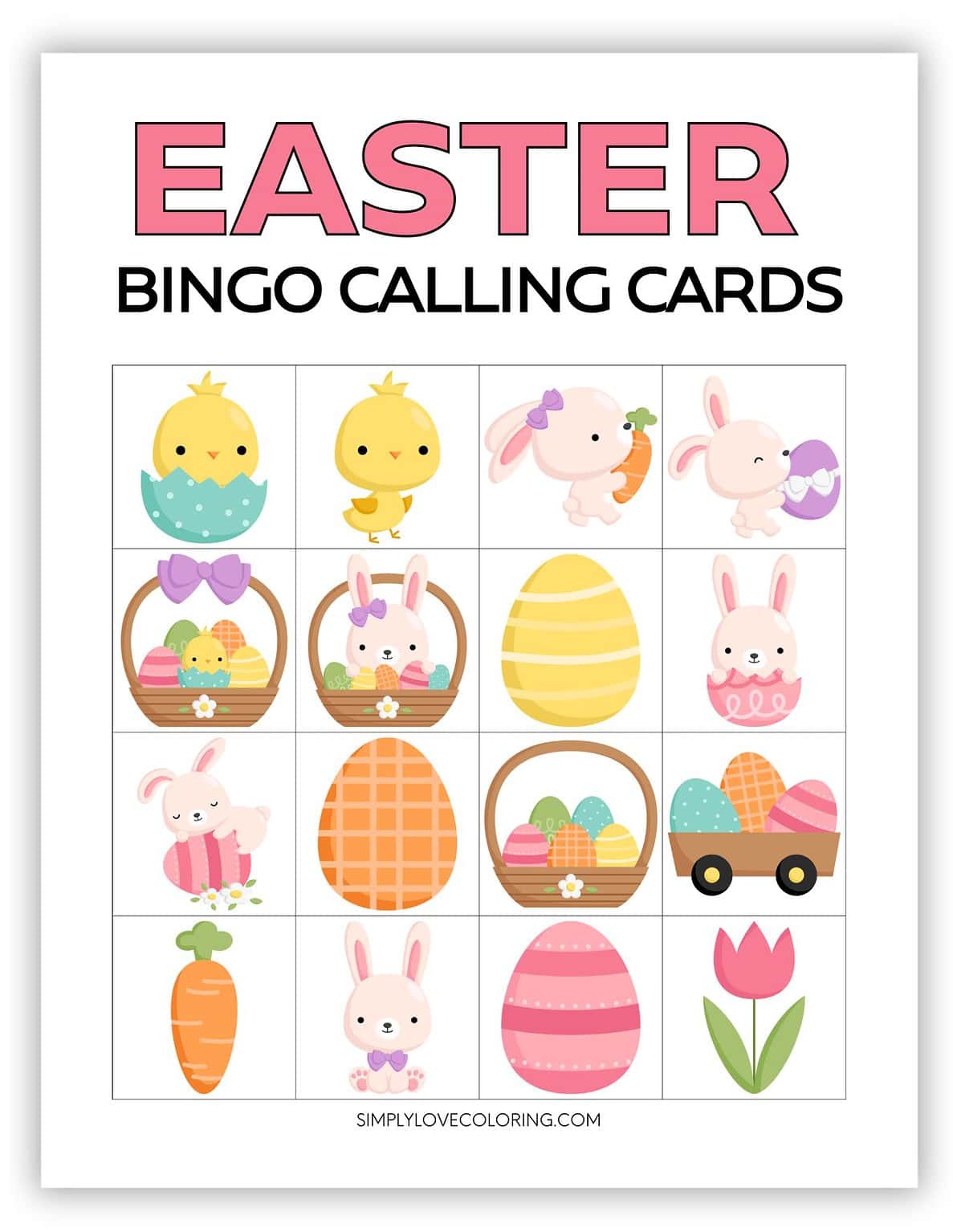 Easter Bingo (Free PDF Printables) - Simply Love Coloring