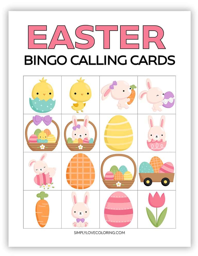 Easter Bingo (Free PDF Printables) - Simply Love Coloring