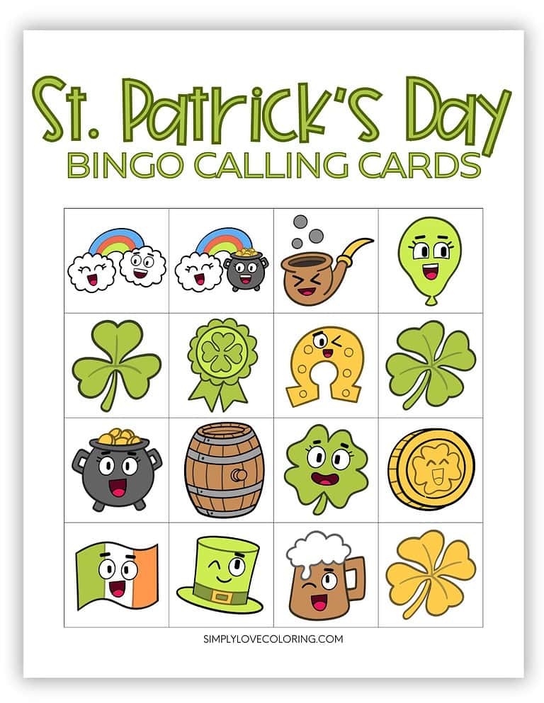 St. Patrick's Day Bingo (Free PDF Printables) - Simply Love Coloring