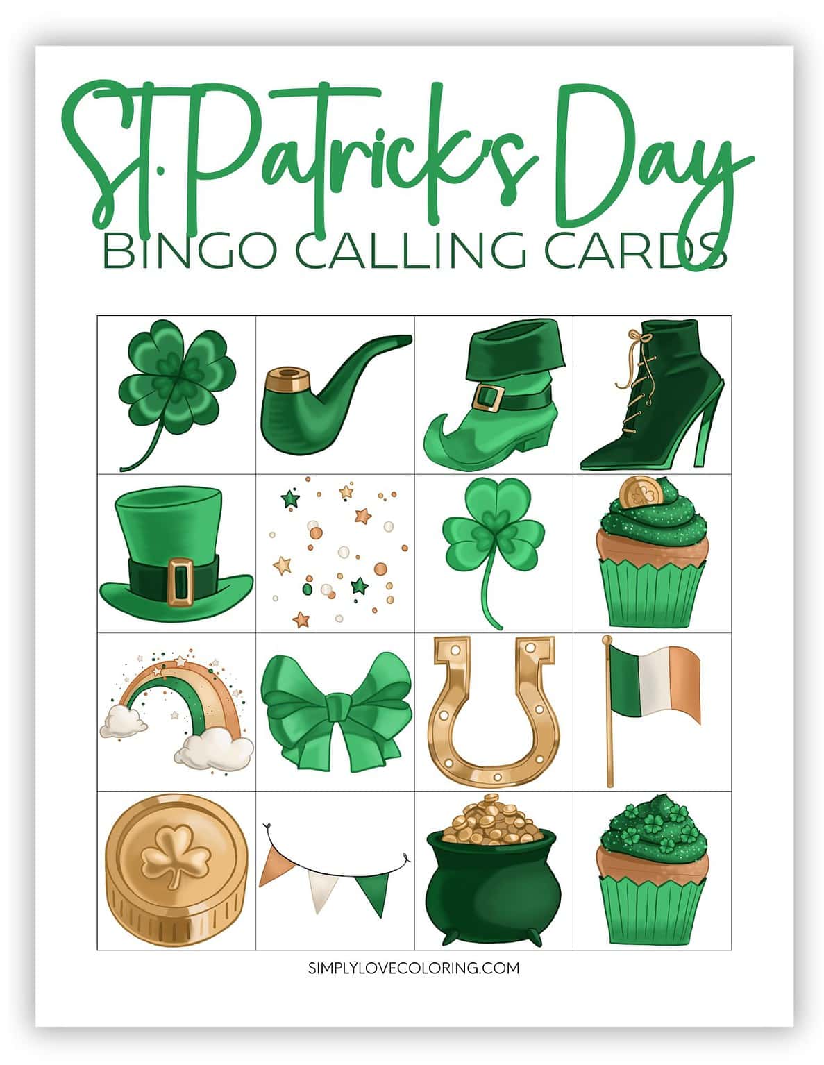 St. Patrick's Day Bingo (Free PDF Printables) - Simply Love Coloring