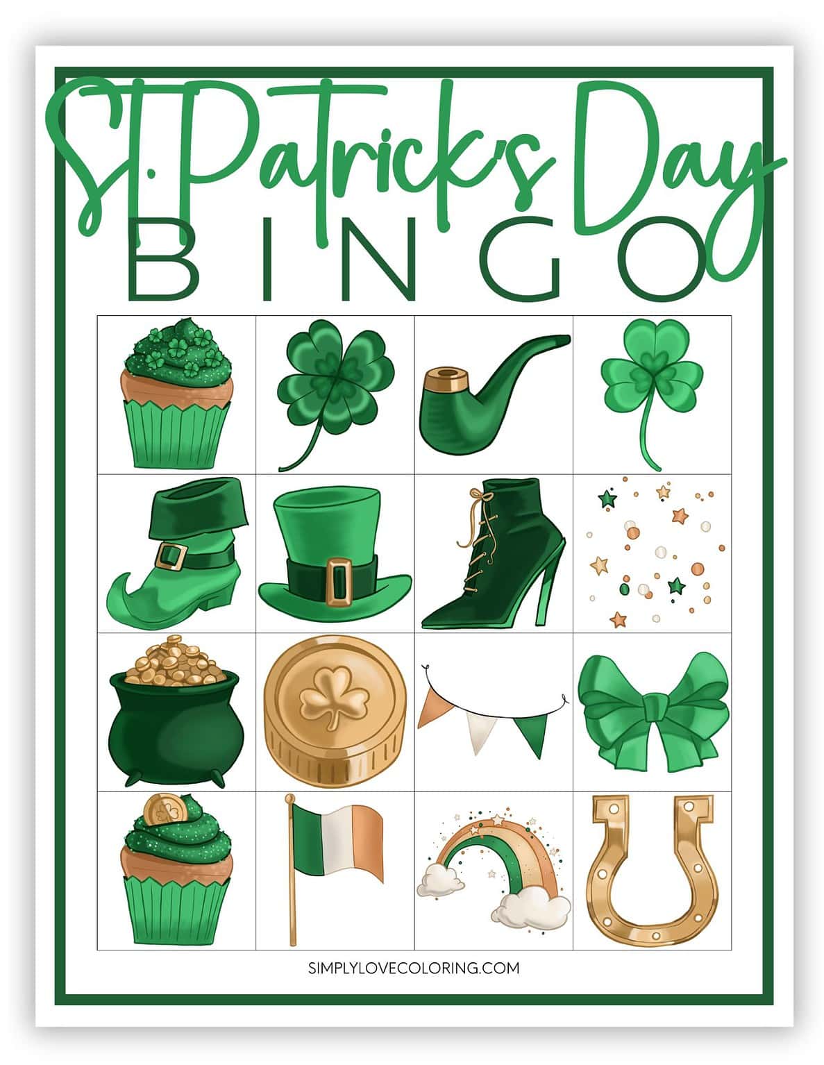 St. Patrick's Day Bingo (Free PDF Printables) - Simply Love Coloring