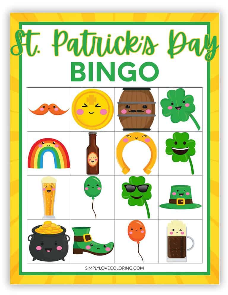 St. Patrick's Day Bingo (Free PDF Printables) - Simply Love Coloring