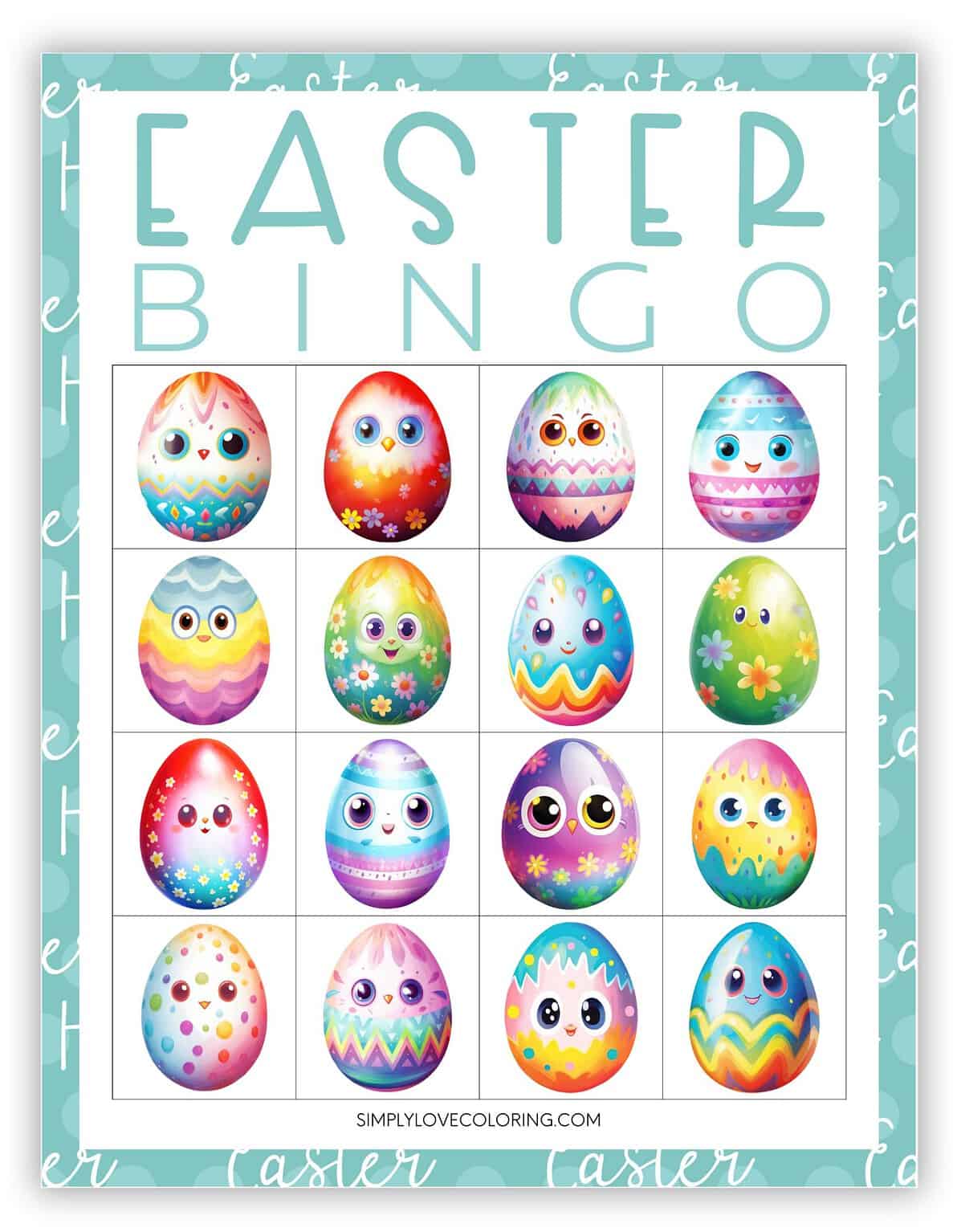 Easter Bingo (Free PDF Printables) - Simply Love Coloring