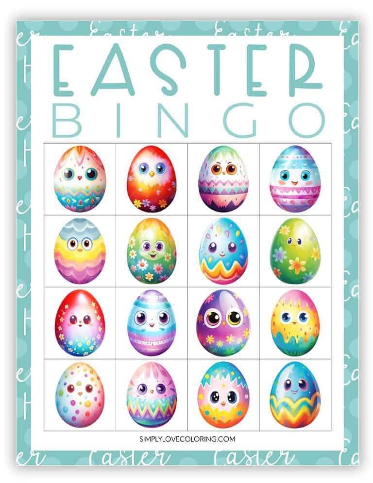 Easter Bingo (Free PDF Printables) - Simply Love Coloring