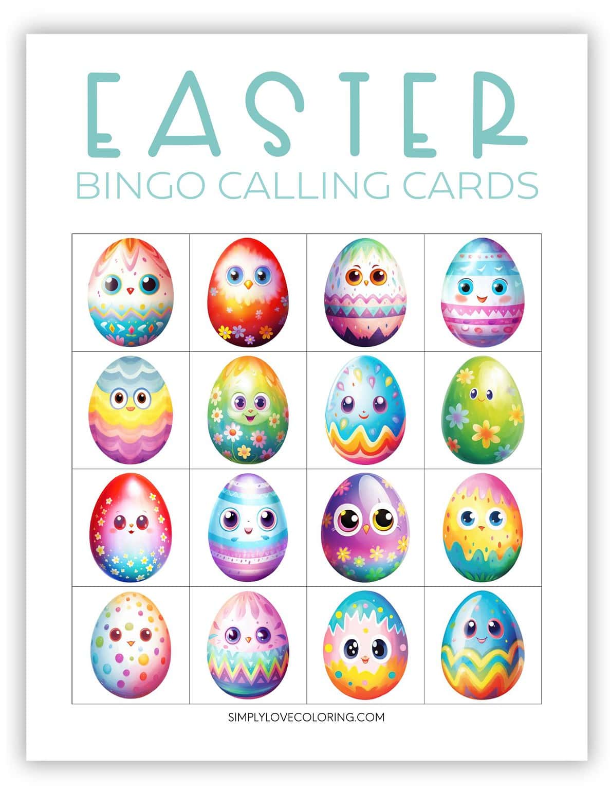 Easter Bingo (Free PDF Printables) - Simply Love Coloring